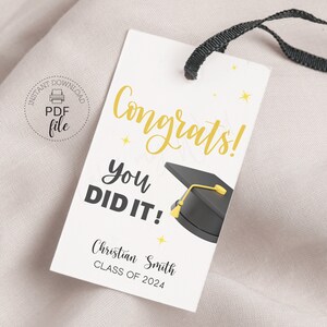Personalized Congrats You Did It! Class of 20XX Tags | Printable ...