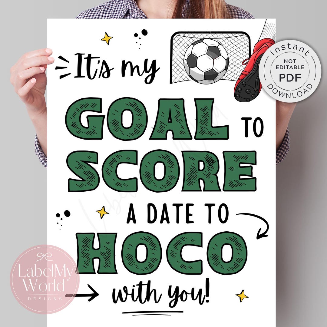 Soccer Player Homecoming Proposal Sign, Goal Score a Date to HOCO ...
