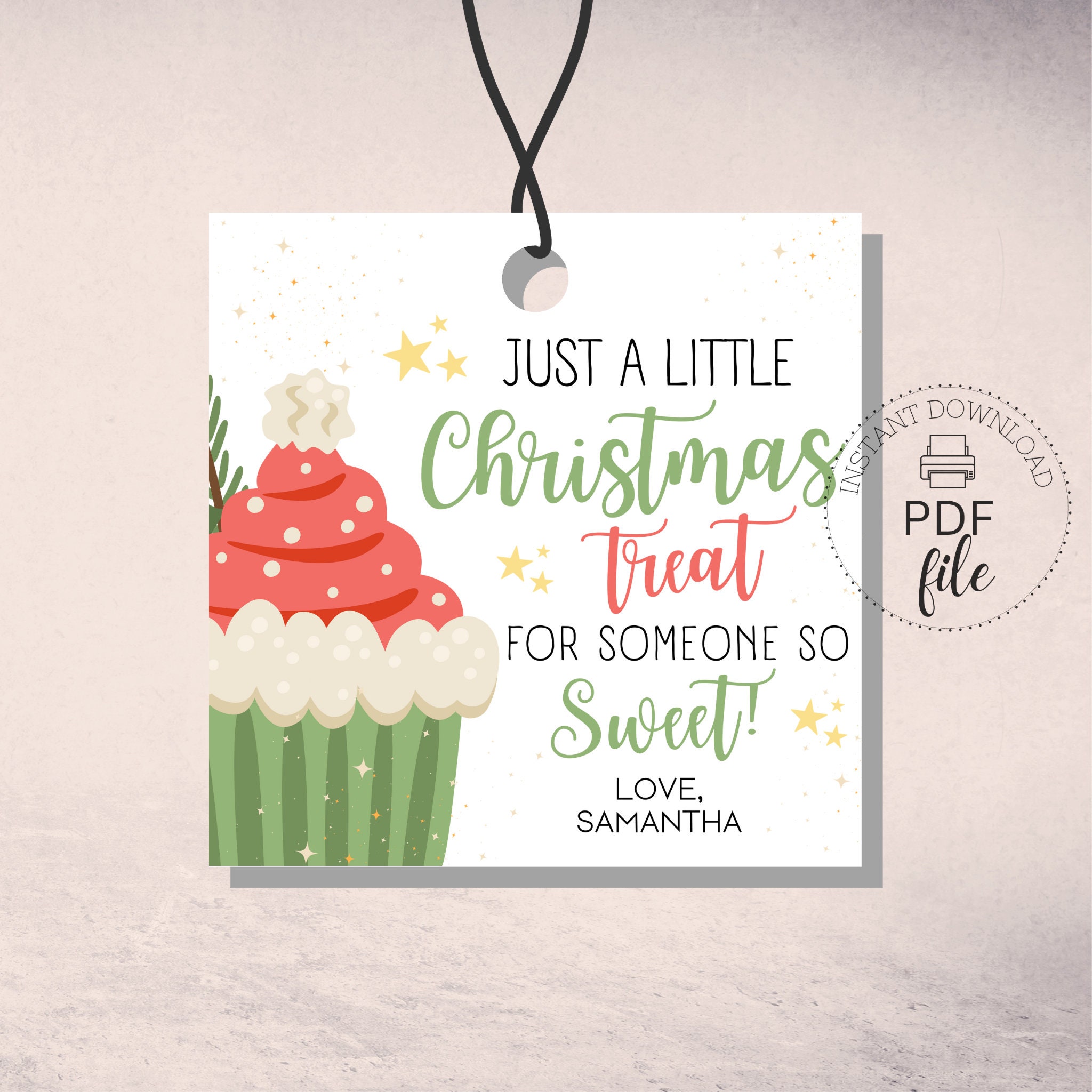 Christmas Cupcake Appreciation Gift Tags Printable Holiday Treat Tag ...