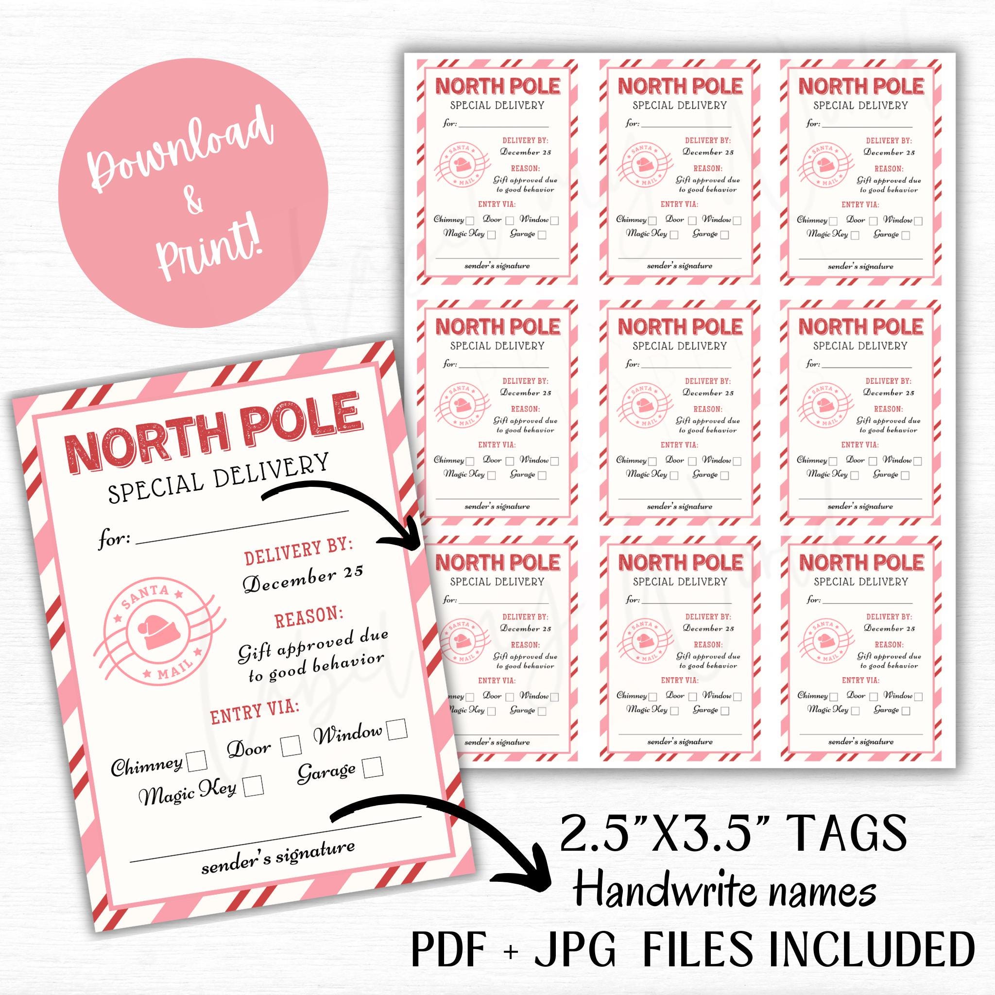 Printable North Pole Special Delivery Gift Tag, Christmas Gift From ...