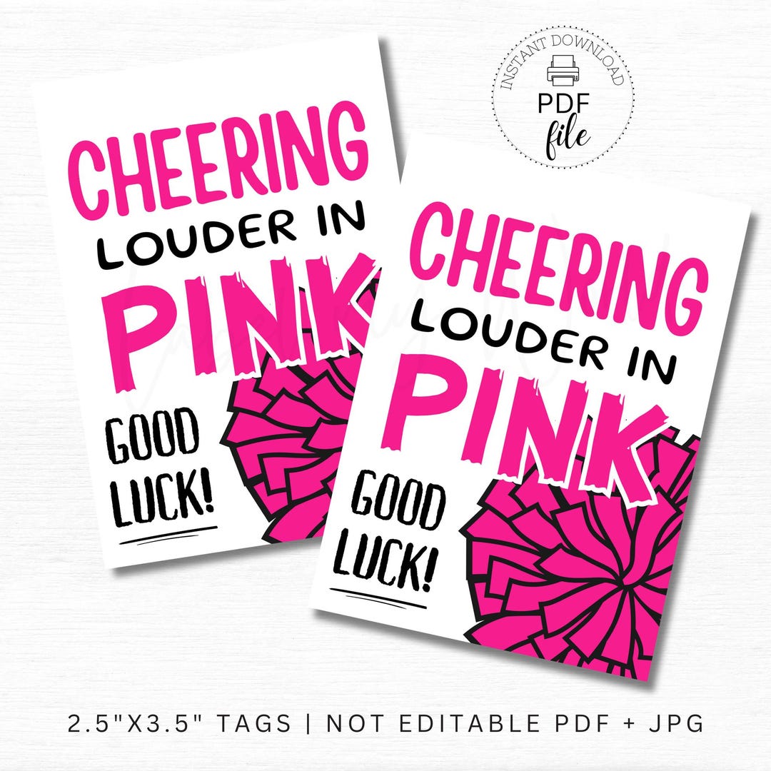 Printable Cheer Pink Out Game Day Tags, Cheering Louder in Pink Good ...