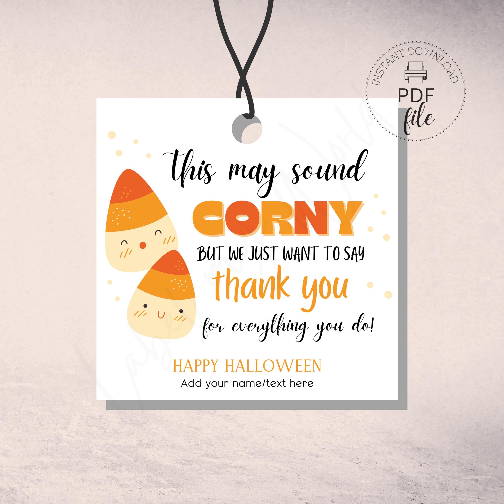 Halloween Candy Corn Tag | Printable Thank You Treat Tag | Personalized ...