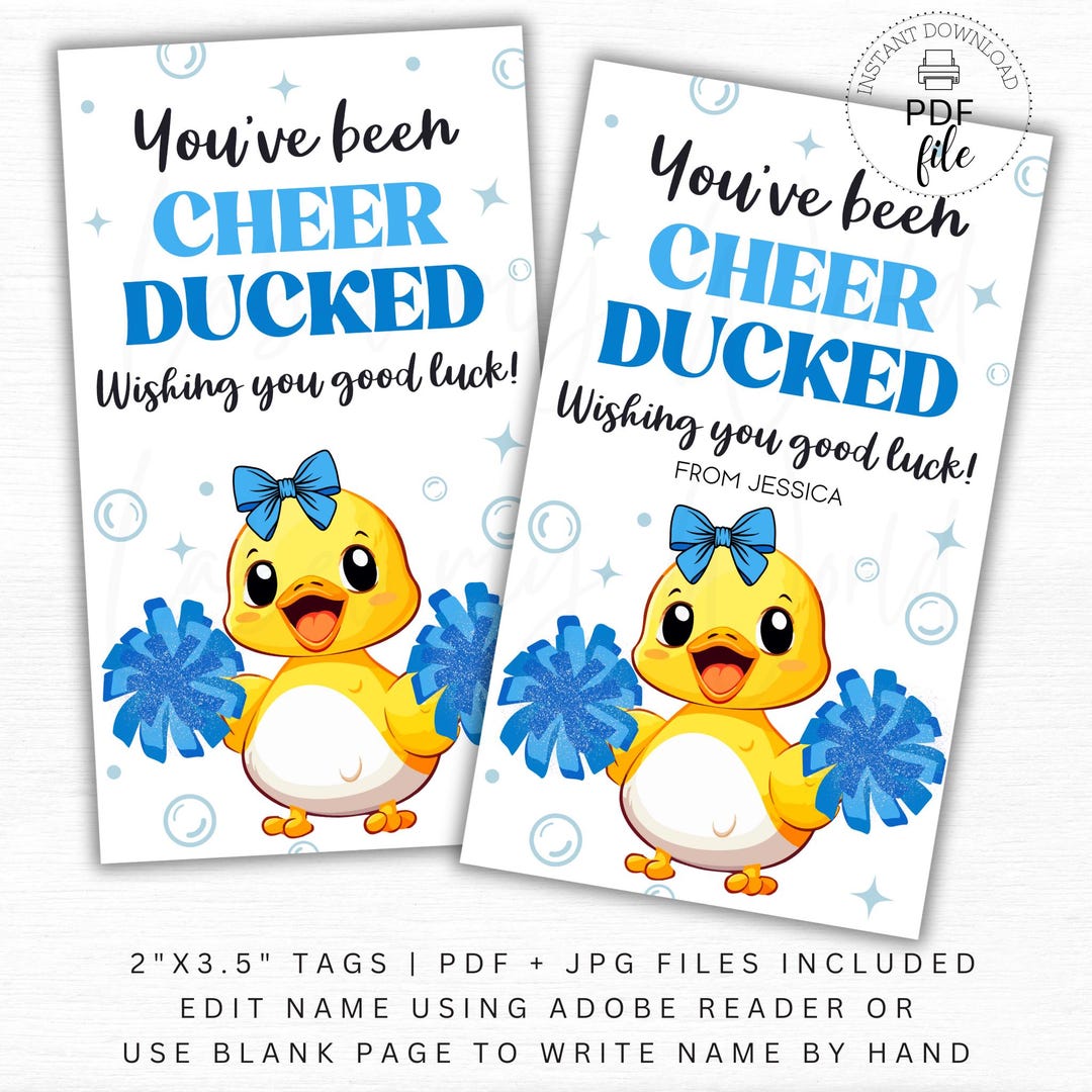 Printable Cheer Duck Tags, Personalized You've Been Cheer Ducked Good ...