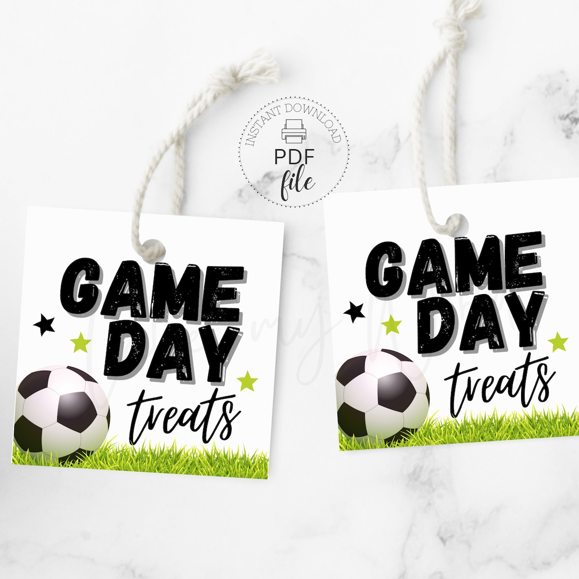 Soccer Game Day Tags | Game Day Treats Soccer Square Gift Tags ...