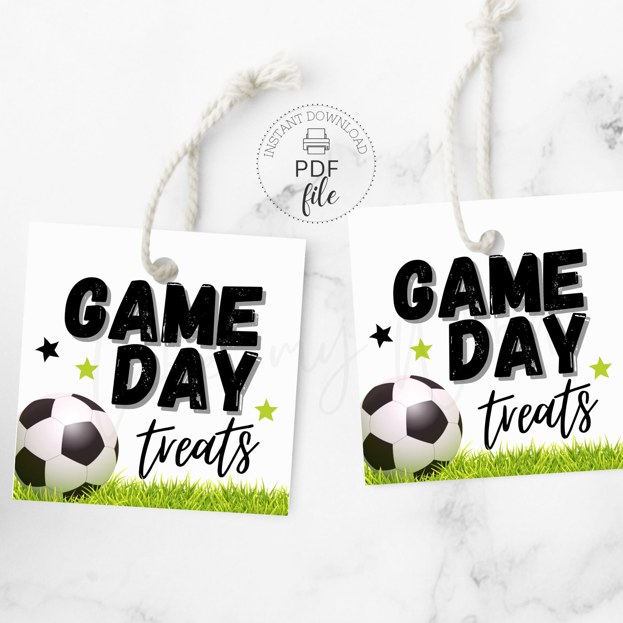 Soccer Game Day Tags | Game Day Treats Soccer Square Gift Tags ...