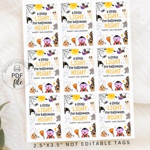 Printable Halloween Glow Stick Holder Tags, A Little Light for ...
