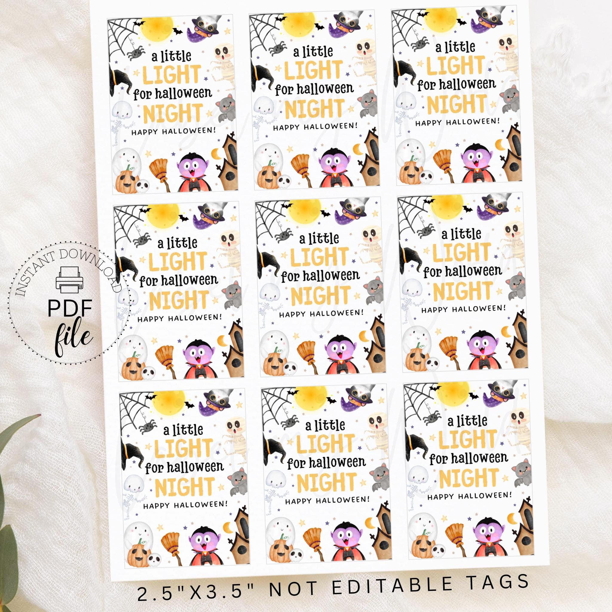 Printable Halloween Glow Stick Holder Tags, A Little Light for ...