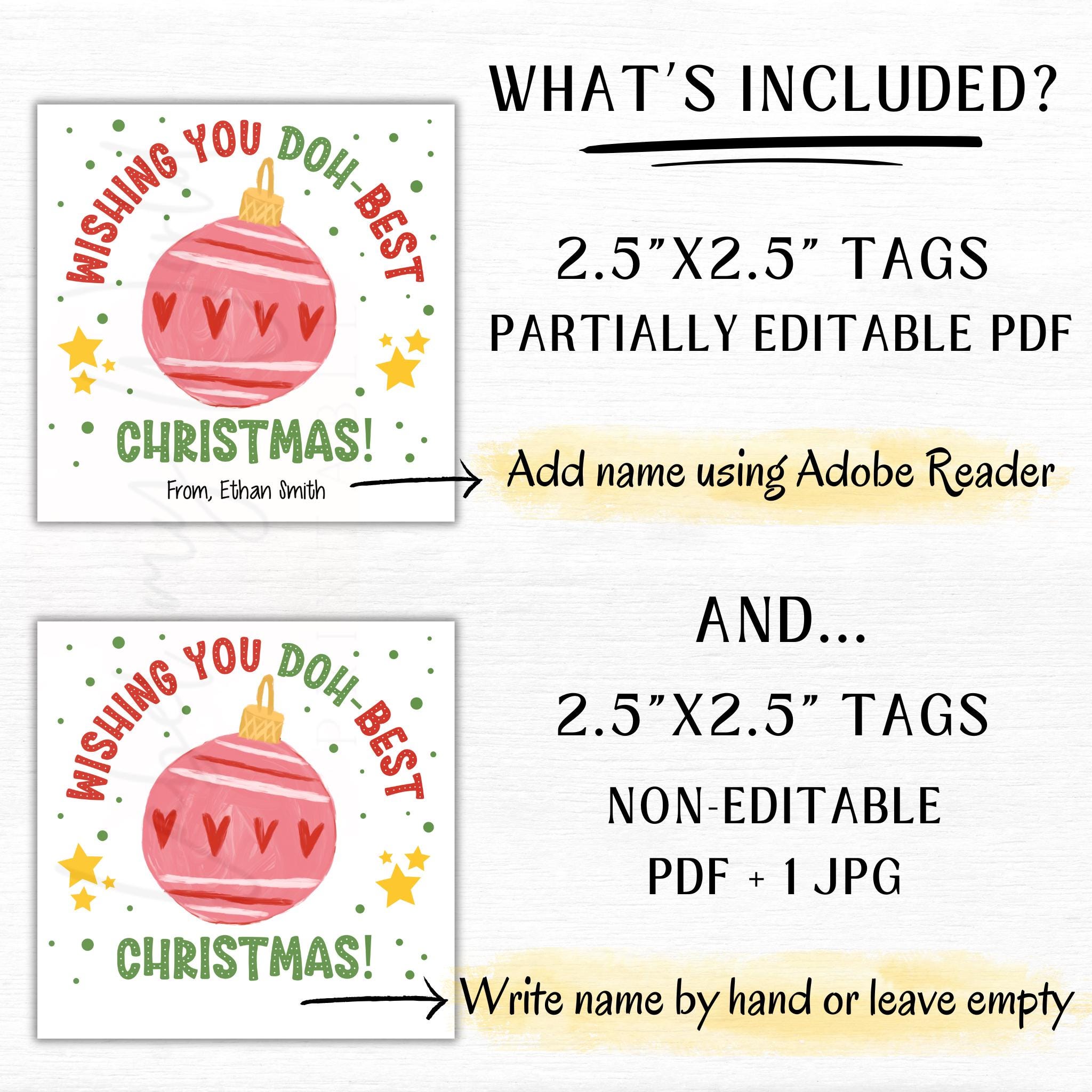 Printable Playdough Christmas Tag, Wishing You Doh-best Christmas ...