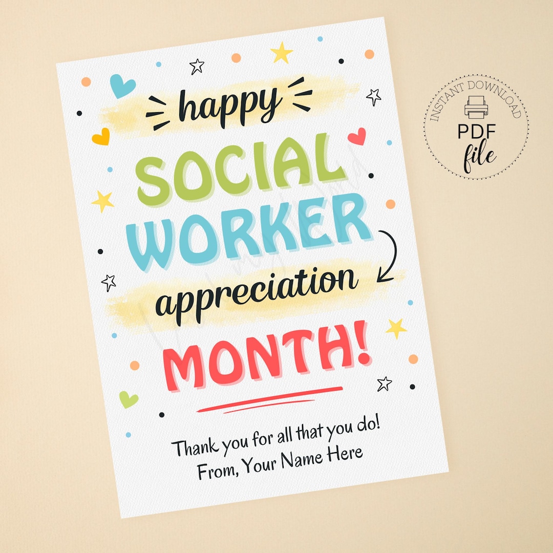 Printable Happy Social Worker Appreciation Month Gift Tag, March Social ...