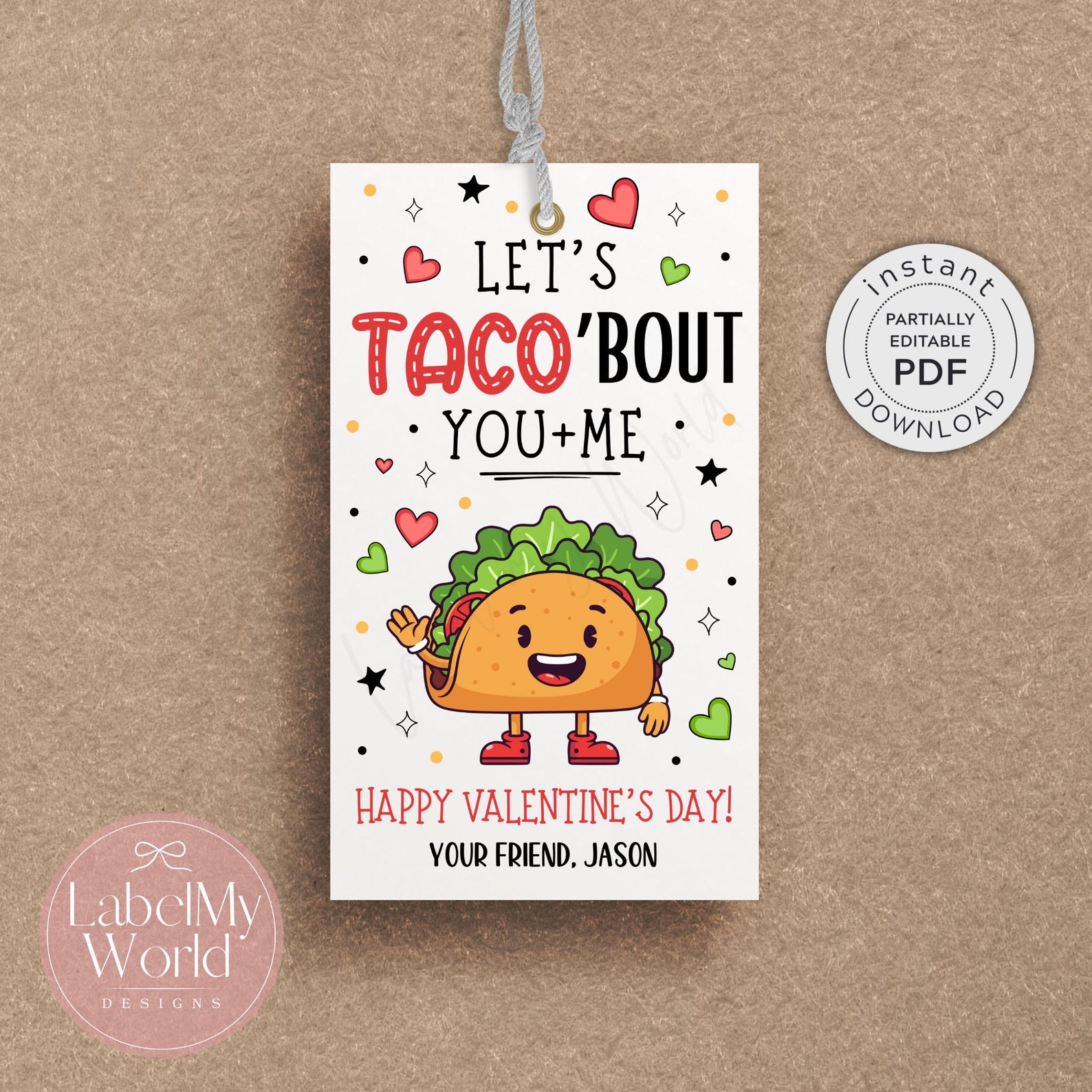 Printable Taco Valentine Cards, Classroom Mexican Food Valentine's Day ...
