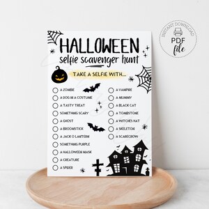 Printable Halloween Selfie Scavenger Hunt for Teens, Halloween Party ...