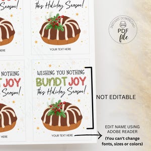 Printable Christmas Bundt Cake Treat Tag, Personalized Wishing You ...