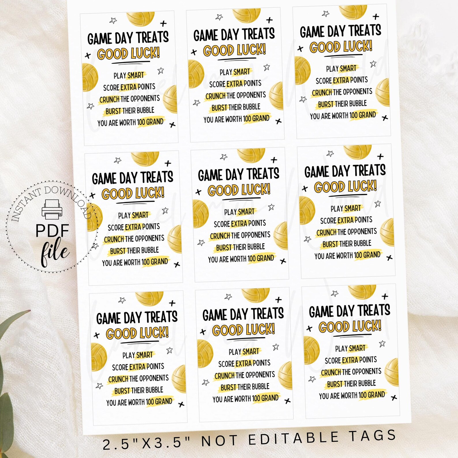 Printable Water Polo Candy Treat Bag Tag, Good Luck Water Polo Gift ...
