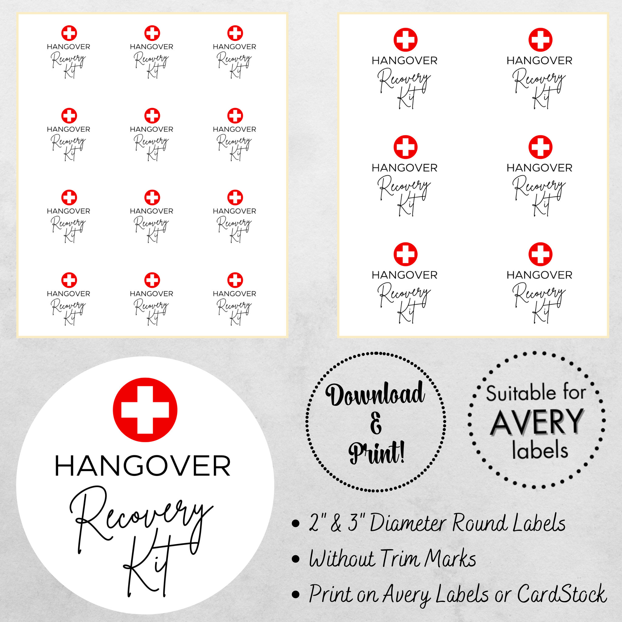 Hangover Recovery Kit Sticker | Bachelorette Party/weekend Round ...
