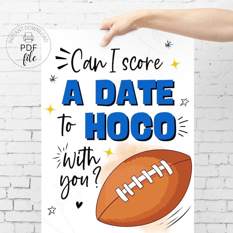 Printable Football Can I Score a Date to HOCO With You Proposal Sign ...