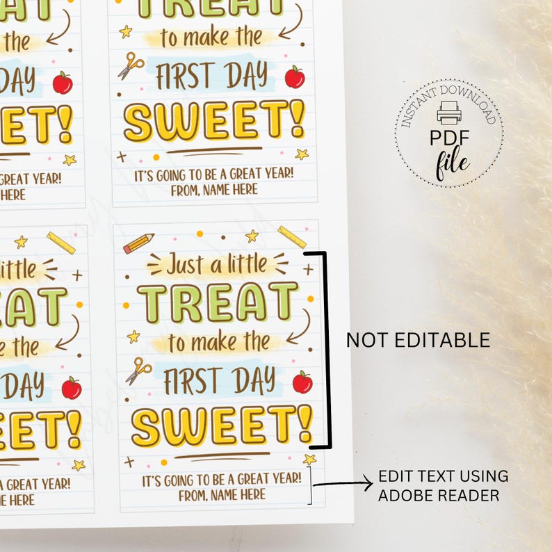 Back to School Printable Treat Tag, Just a Little Treat to Make the ...