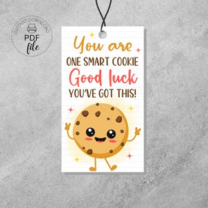 One Smart Cookie Test Tag, Test Taking Motivation Printable Gift Tag ...