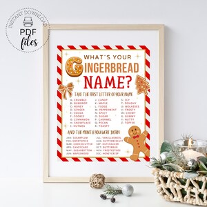 Printable What's Your Gingerbread Name Game, Christmas Game Sign 8"x10 ...