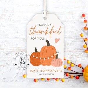 Happy Thanksgiving Personalized Tag | Printable Fall Gift Tag | Pumpkin ...
