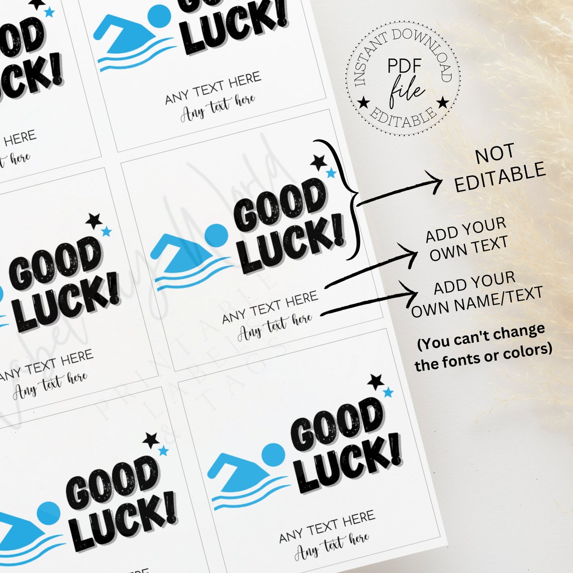Swim Team Treat Tags Printable Good Luck Tags - Etsy
