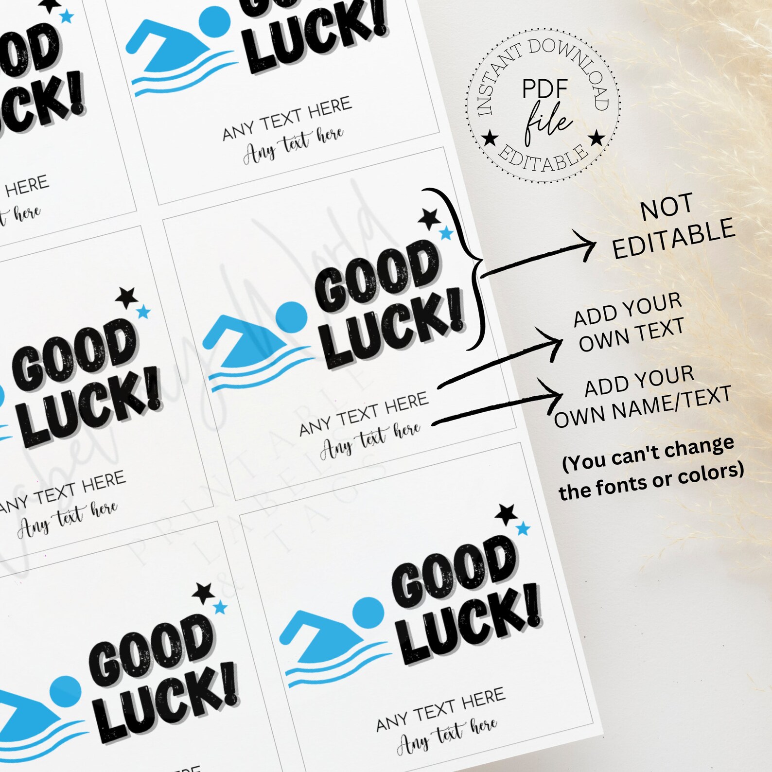 Swim Team Treat Tags Printable Good Luck Tags - Etsy