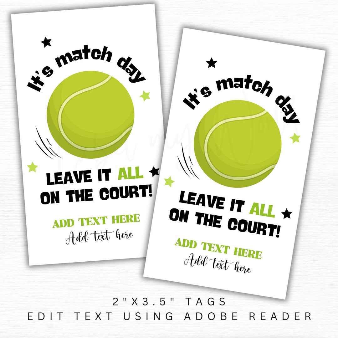 Printable Tennis Match Day/tournament Tags Personalized Tennis Team ...