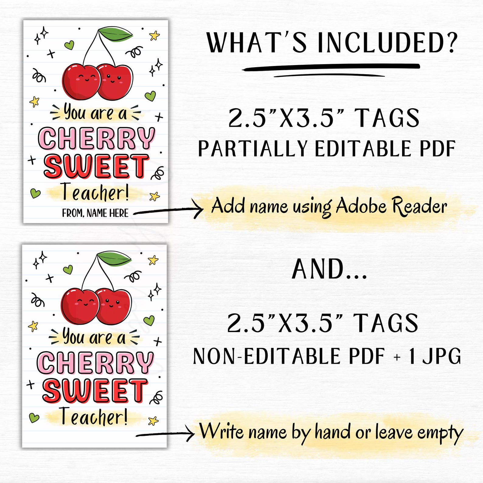 Printable Teacher Appreciation Fruit Gift Tag, You're a Cherry Sweet ...