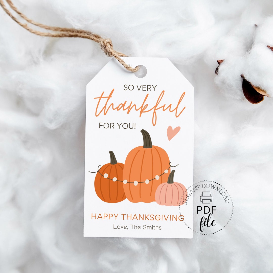 Happy Thanksgiving Personalized Tag | Printable Fall Gift Tag | Pumpkin ...