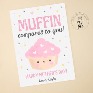 Printable Mother's Day Muffin Gift Tag, Muffin Compares to You ...