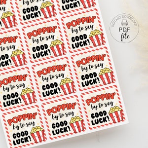 Printable Good Luck Tags, Poppin by to Say Good Luck Gift Tag, Game Day ...