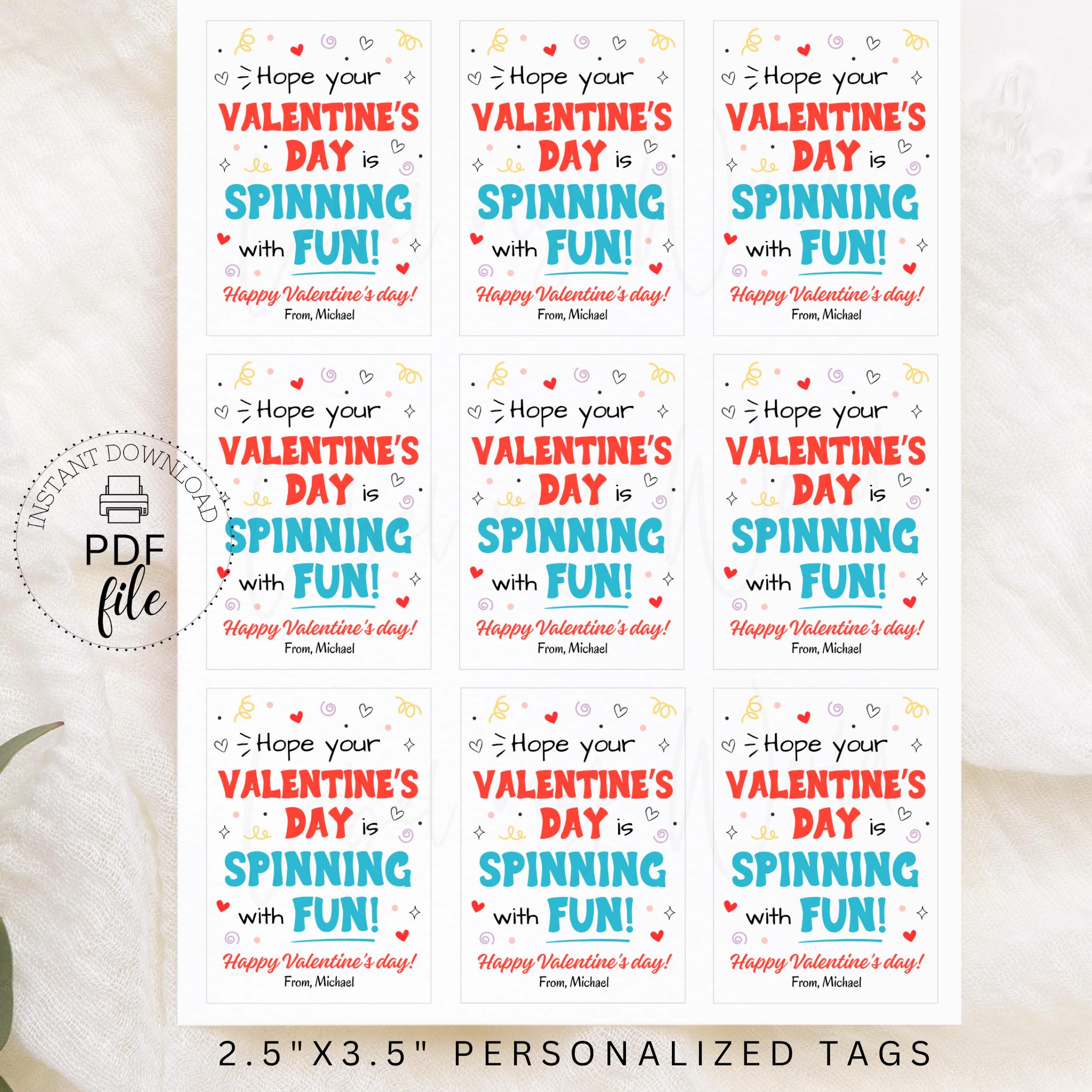 Printable Fidget Spinner Gift Tag, Hope Your Valentine's Day is ...