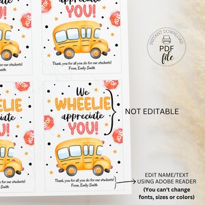 Printable School Bus Driver Appreciation Tag, We Wheelie Appreciate You ...