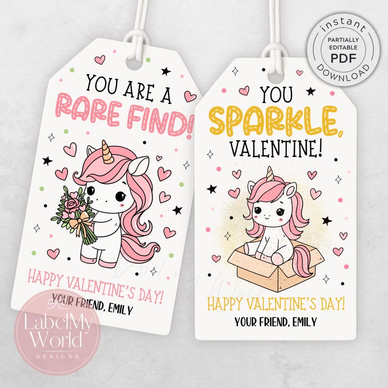 Printable Unicorn Valentine Cards, Classroom Magical Unicorn Valentine ...
