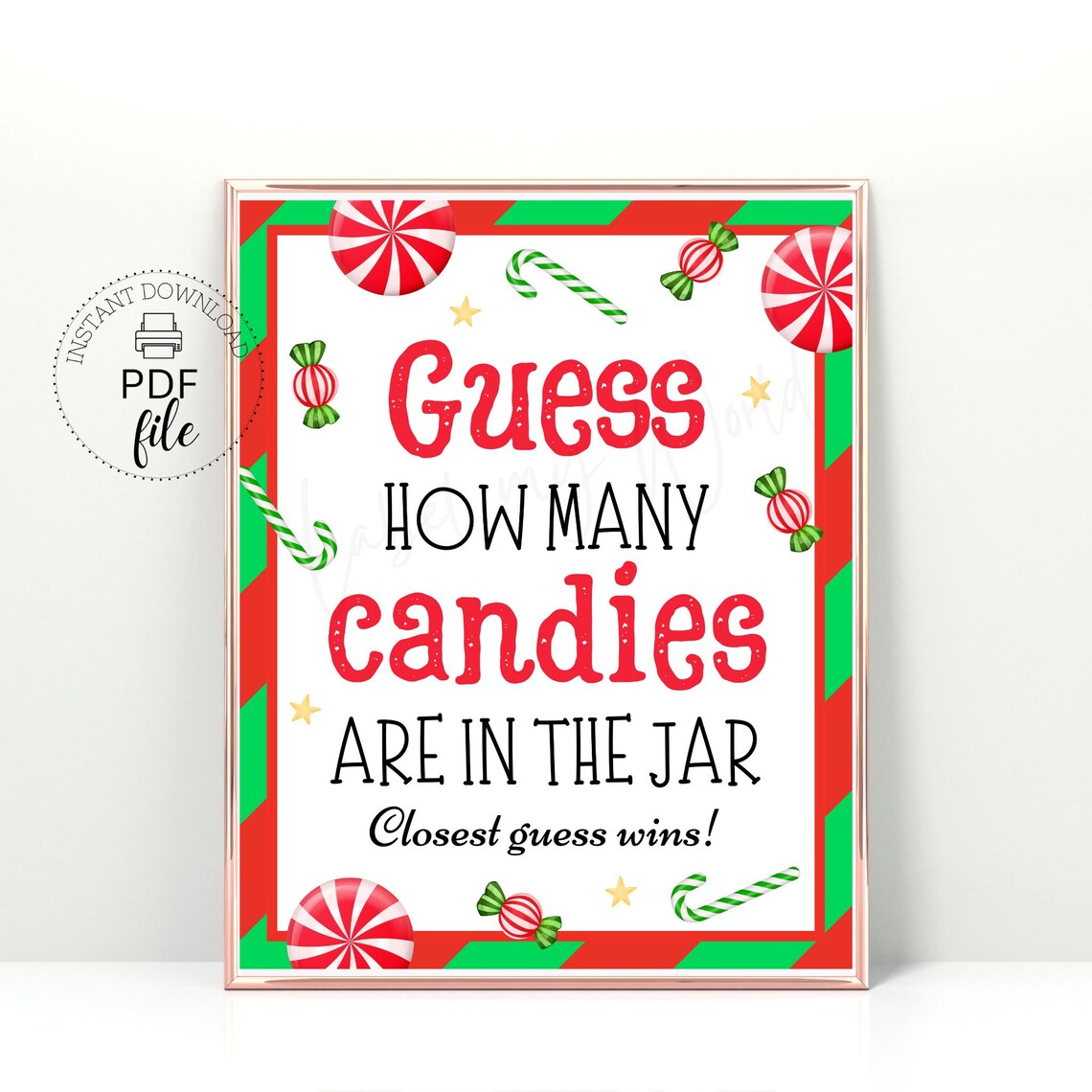 Guess How Many Christmas Candies Are in the Jar 8"x10" & 8.5"x11 ...