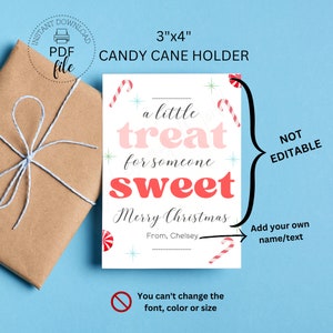 Printable Christmas Candy Cane Holder Template | A Little Treat for ...