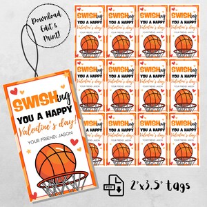 Swishing You a Happy Valentine's Day Basketball Gift Tag (PDF Download ...