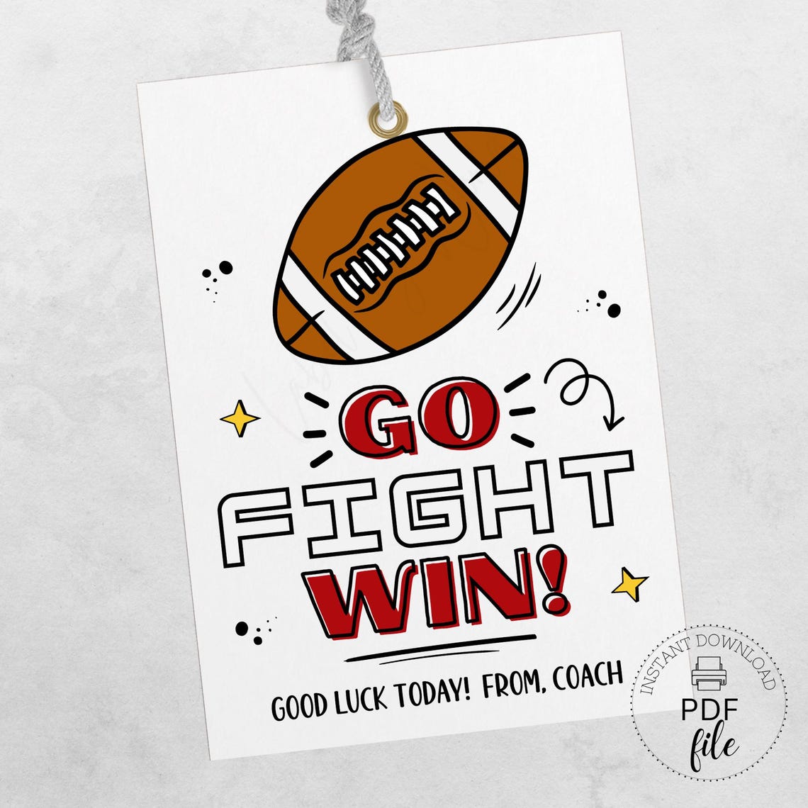 Printable Football Game Day Snacks Tag, Go Fight Win Treat Tags, 10 ...