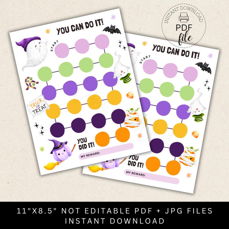 Printable Halloween Reward Chart for Kids, Halloween Behavior Sticker ...