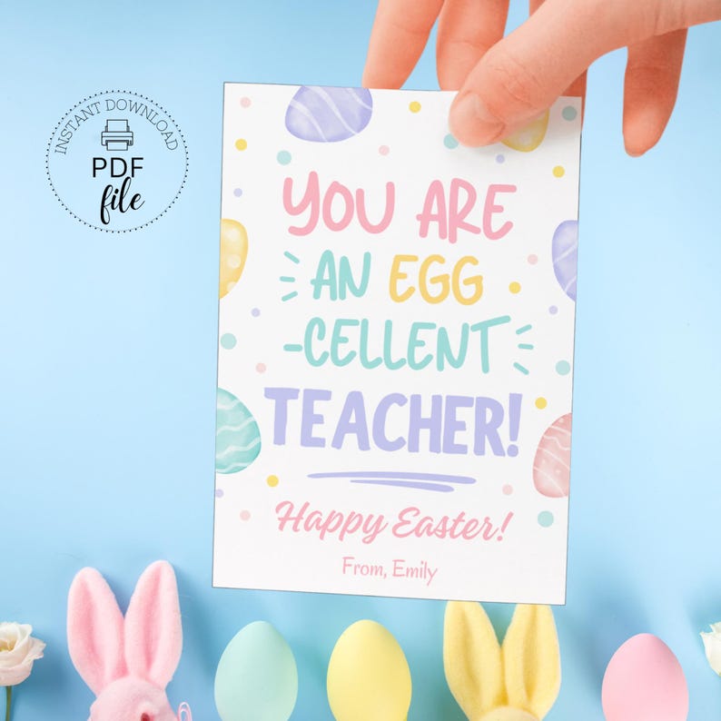 Printable You Are an Egg-cellent Teacher Gift Tag, Personalized Happy ...