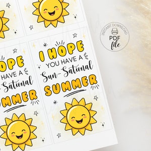 Printable Sun Sational Summer Tags, I Hope You Have a Sun-sational ...