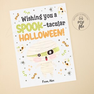 Printable Mummy Halloween Treat Tag, Wishing You a Spook-tacular ...