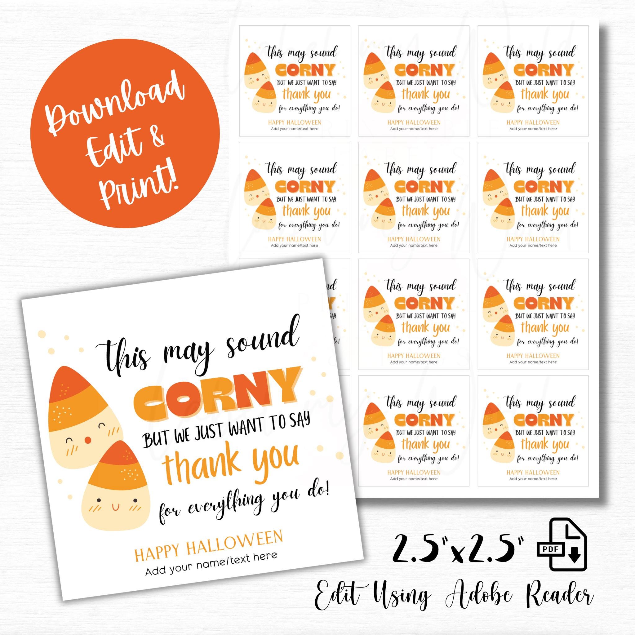 Halloween Candy Corn Tag | Printable Thank You Treat Tag | Personalized ...