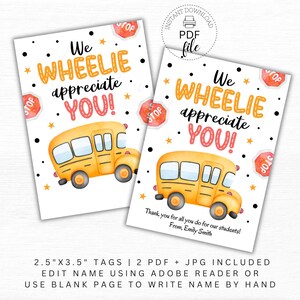 Printable School Bus Driver Appreciation Tag, We Wheelie Appreciate You ...