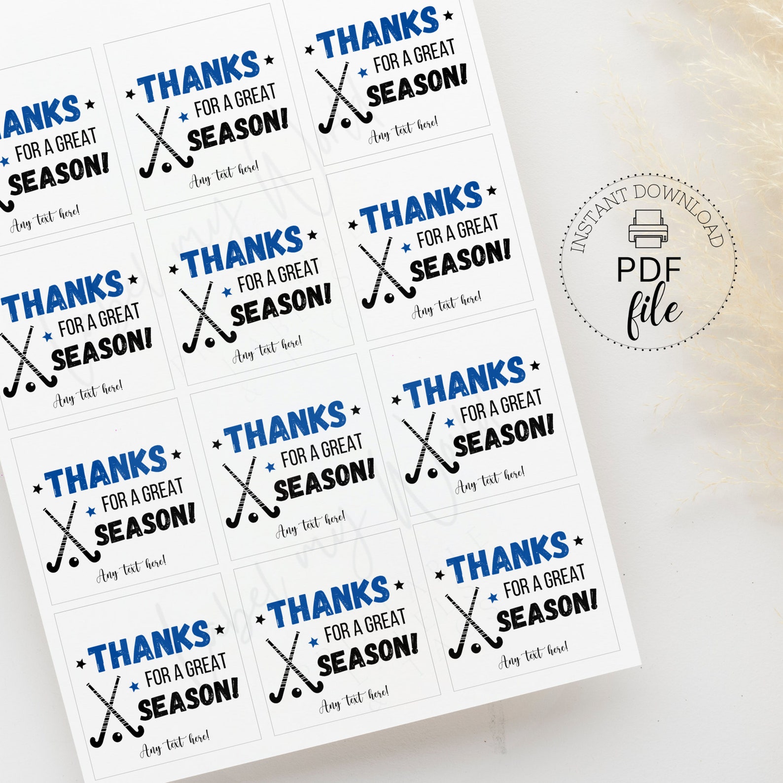 Field Hockey End of Season Printable Tags Personalized Thanks for a ...