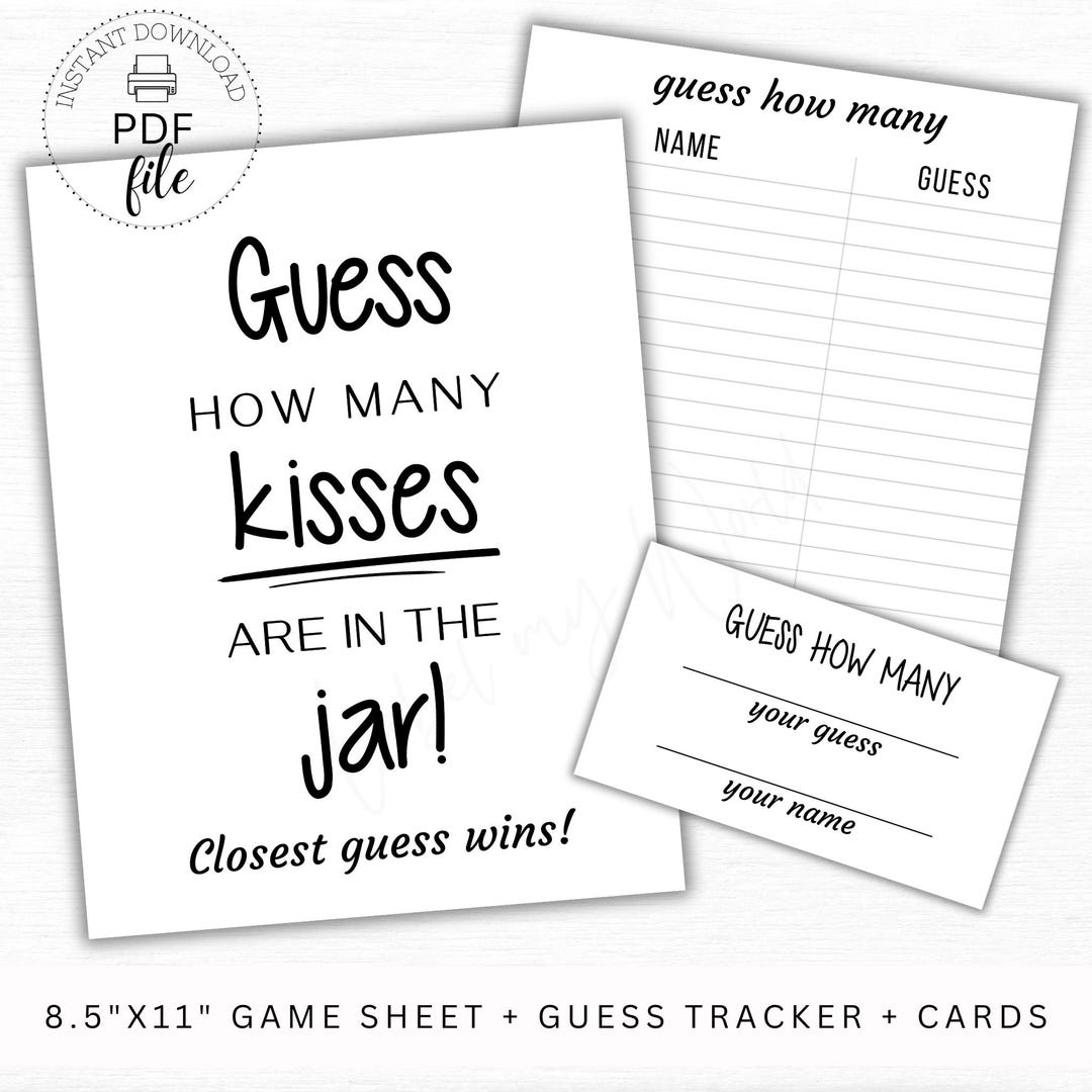 Guess How Many Are in the Jar Sign + Name & Guess Sheet + Cards ...