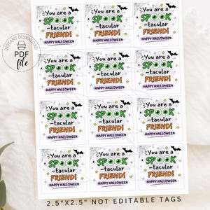 Printable You Are a Spook-tacular Friend Tag, Happy Halloween School ...