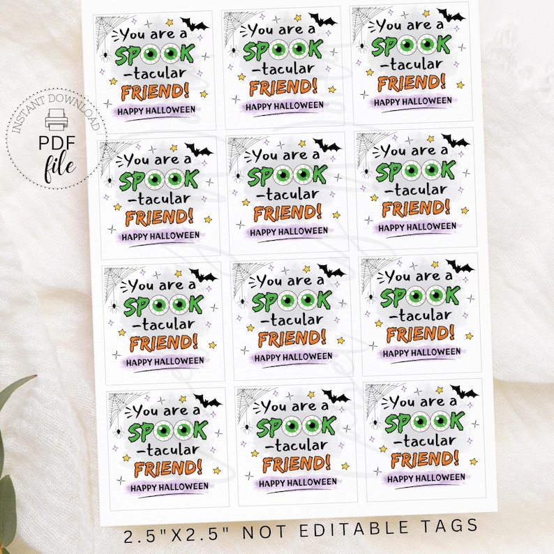 Printable You Are a Spook-tacular Friend Tag, Happy Halloween School ...