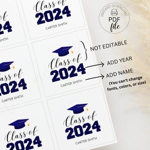 Graduation Dark Blue/navy Grad Cap Gift Tag | Personalized Class of ...