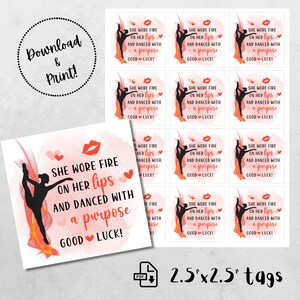 Dance Good Luck Labels/tags, Printable Red Lipstick Dancer Stickers 2 ...