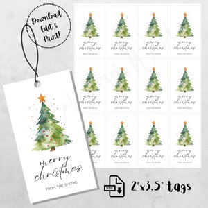 Merry Christmas Gift Tag | Printable Christmas Tree Favor Tag ...